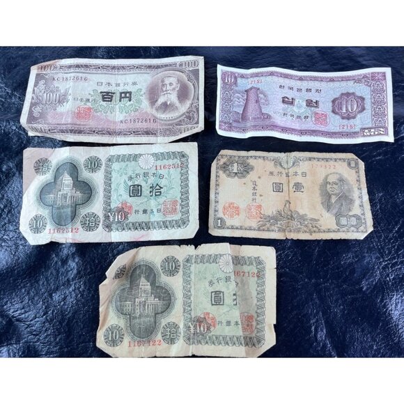 Other | Vintage Asian Banknotes Collection Japan Korea 5 Pieces Mixed ...